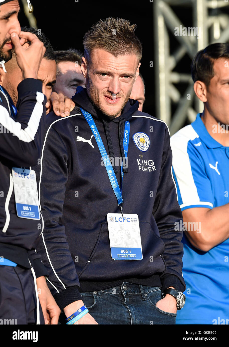 Leicester City FC trophy parade and party in Victoria Park Featuring ...