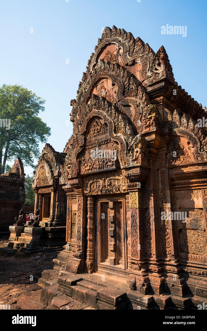 Banteay Srei - a 10th century Hindu temple dedicated to Shiva. Built in ...