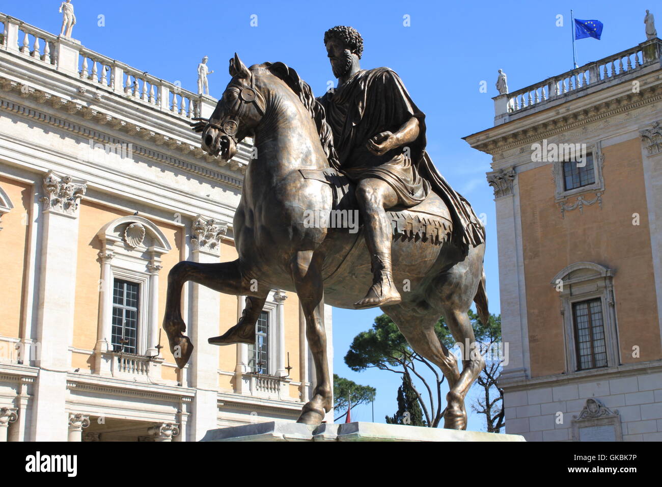 Equestrian Statue of Marcus Aurelius in Campidoglio square of Rome ...
