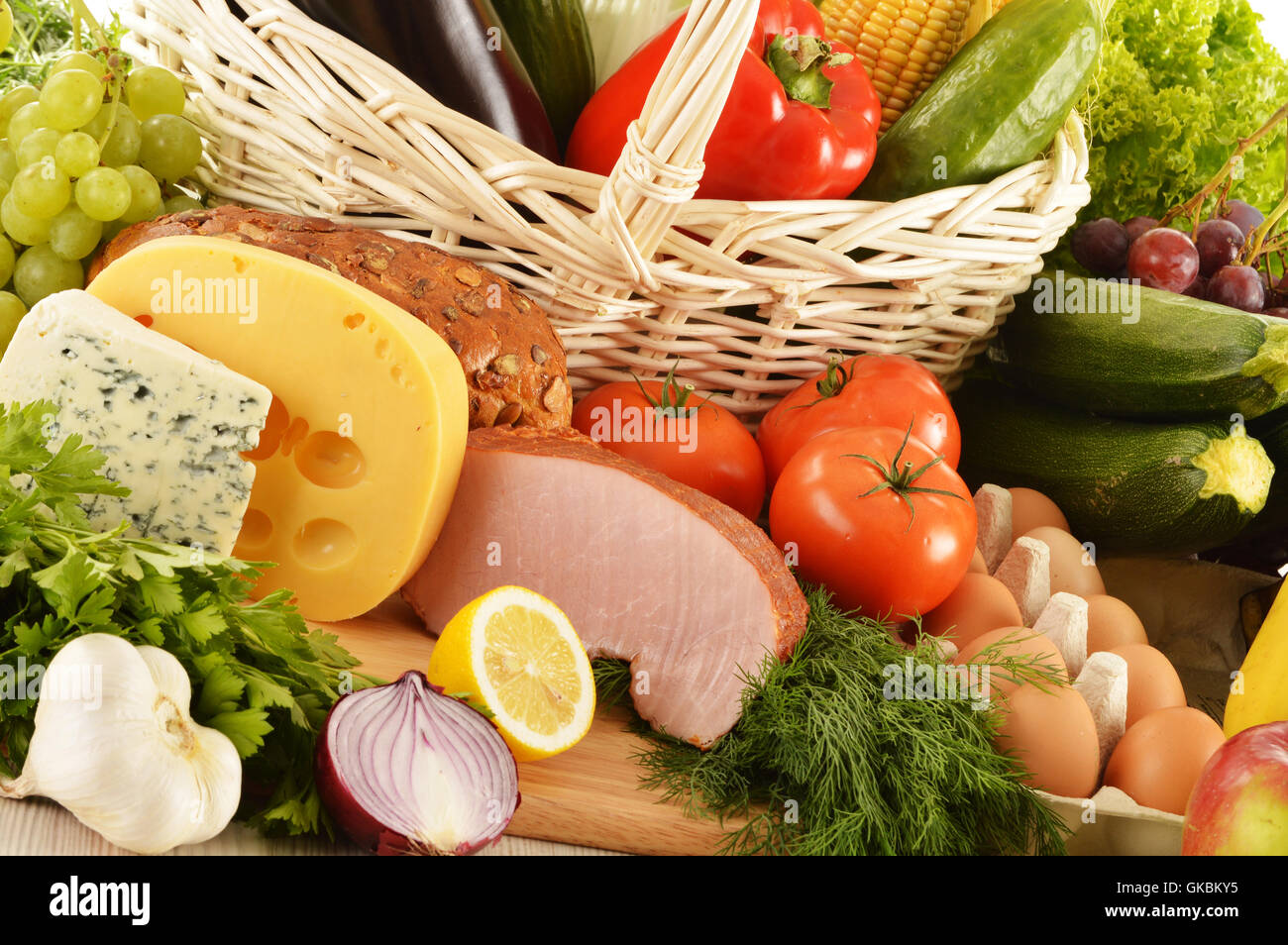 Healthy food balanced diet basket hi-res stock photography and images ...