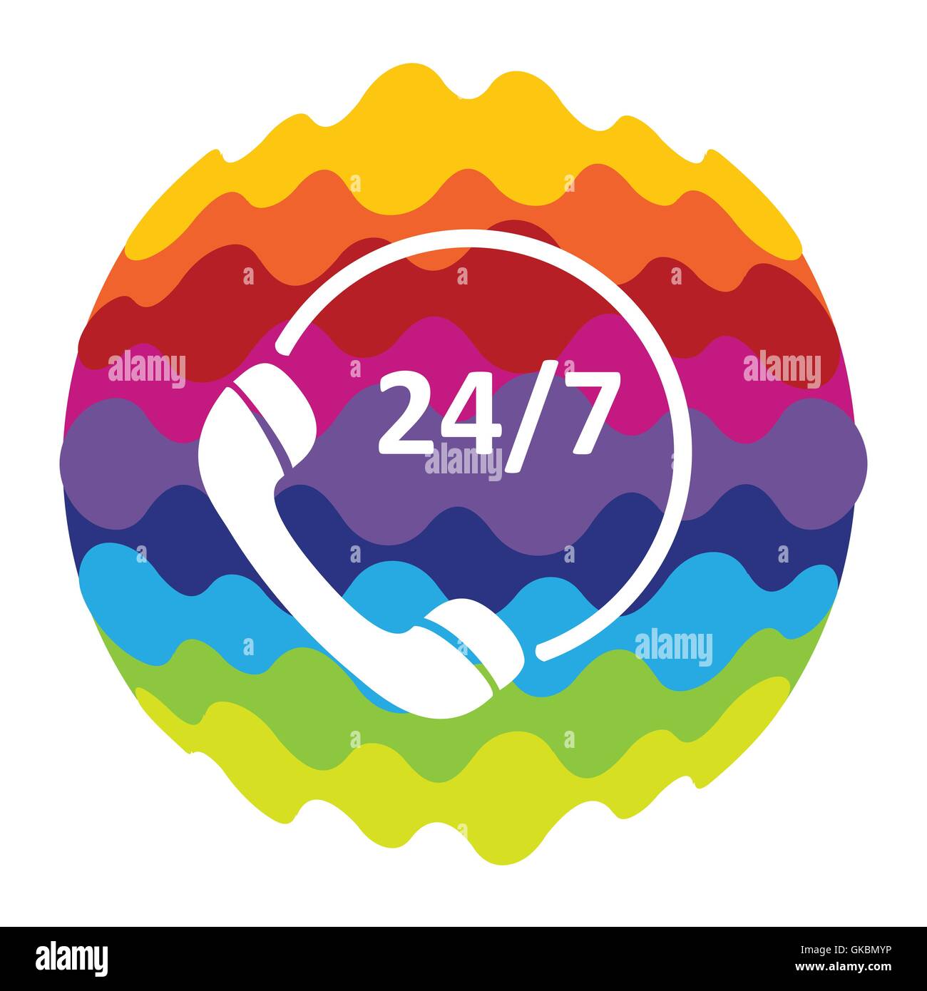 Customer service 24/7 Rainbow Color Icon for Mobile Applications Stock ...