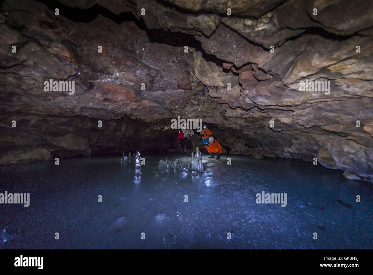 Lofthellir Lava Ice Cave Expedition - May 2016 | usage worldwide Stock ...