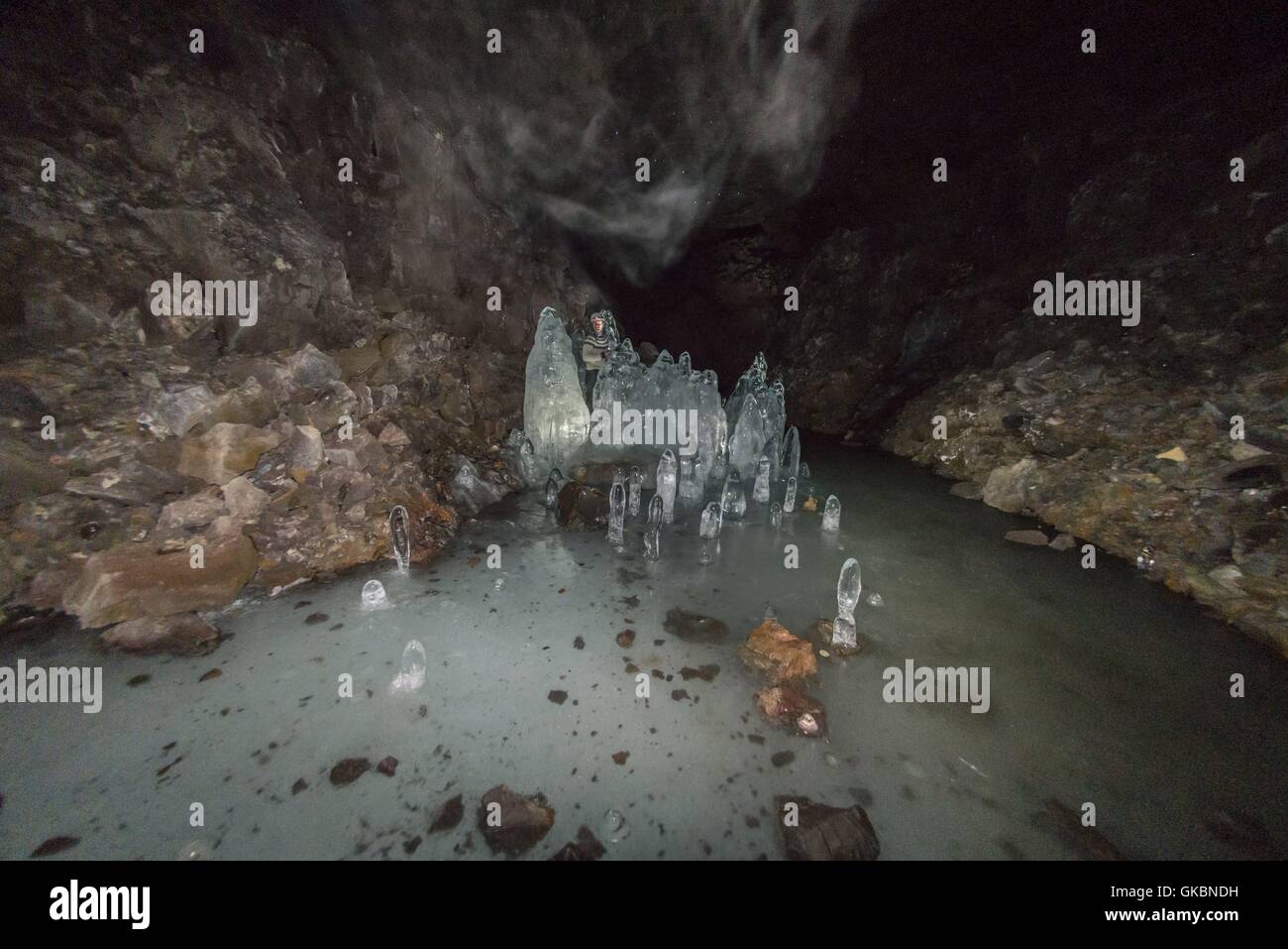 Lofthellir Lava Ice Cave Expedition - May 2016 | usage worldwide Stock ...