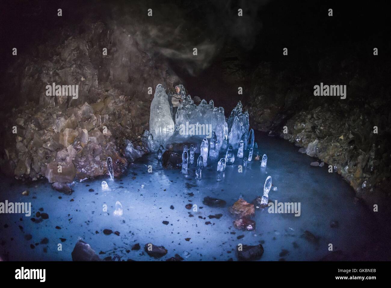 Lofthellir Lava Ice Cave Expedition - May 2016 | usage worldwide Stock ...