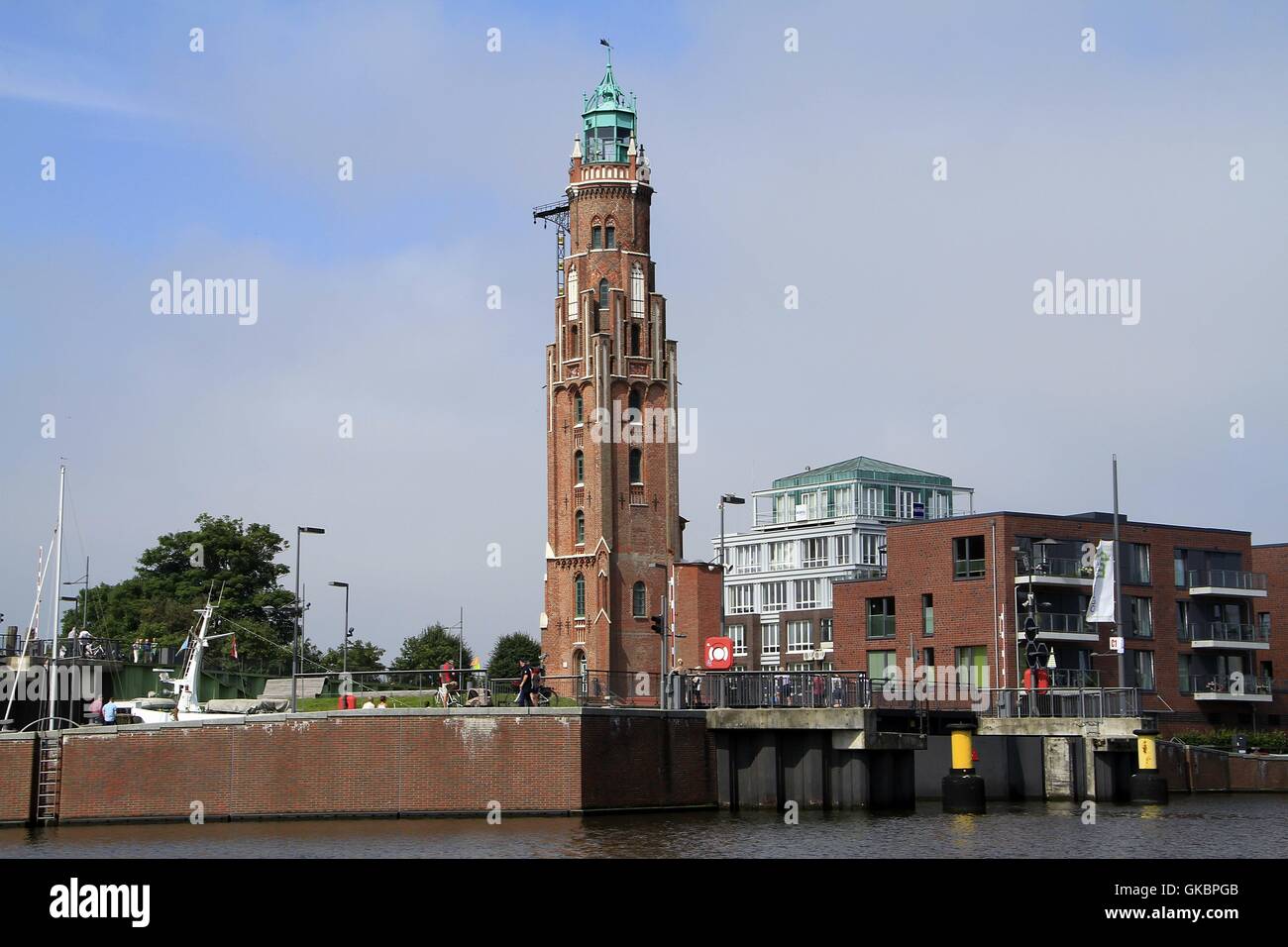 On the New Harbor in Bremerhaven is the old lighthouse, which is also ...