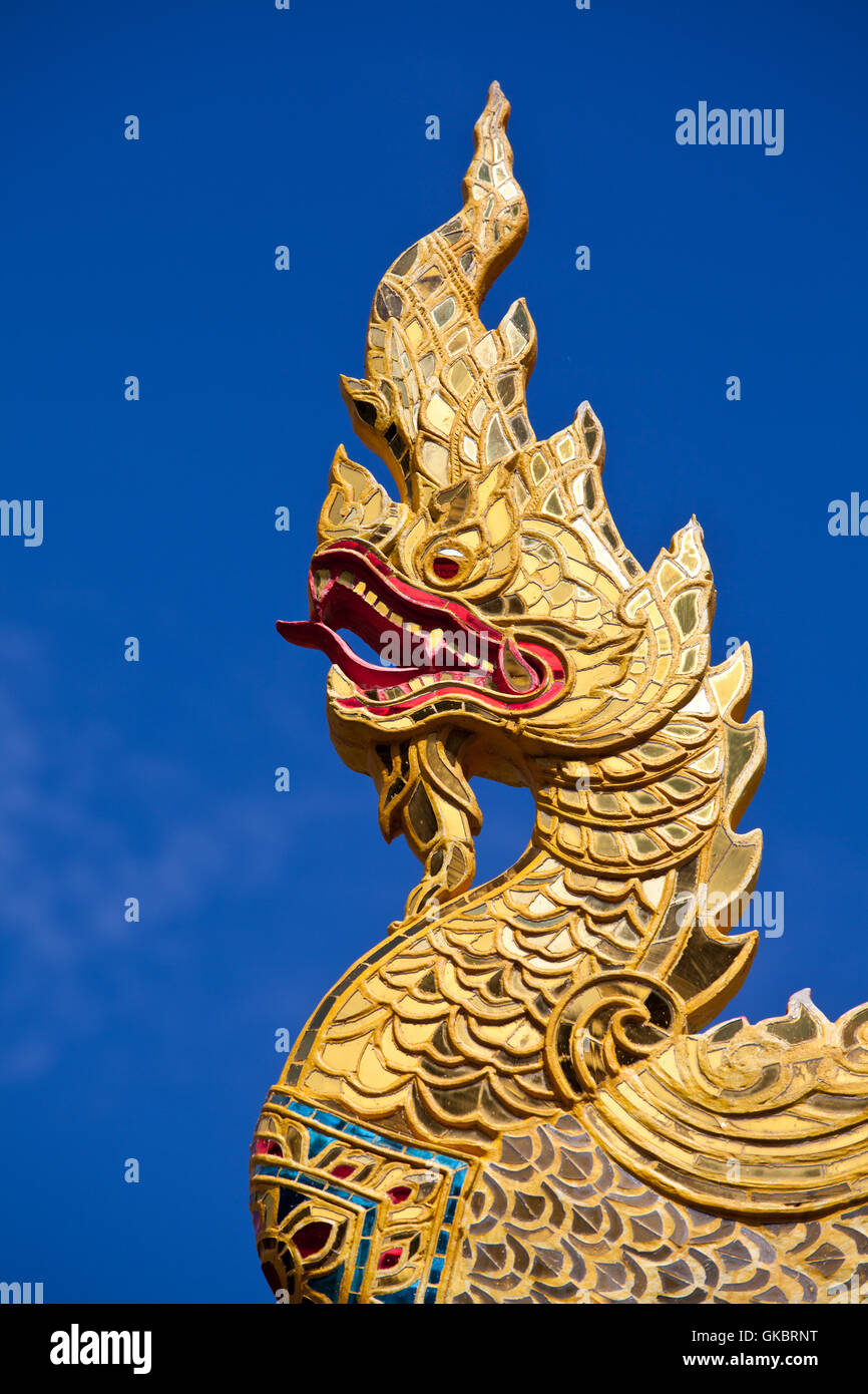 golden dragon head in thai temple Stock Photo - Alamy