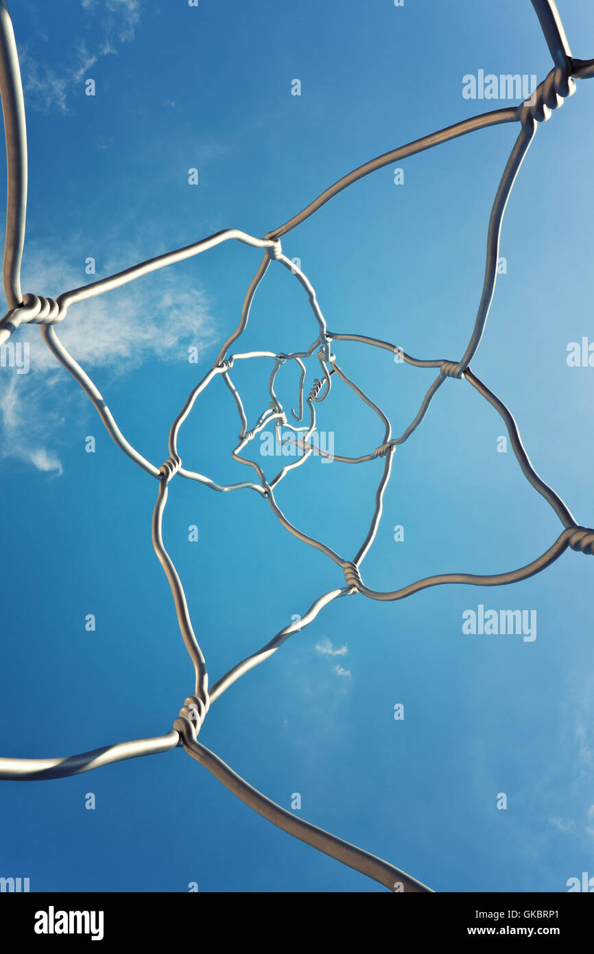 metal wire sculpture in Plaza San Miguel barcelona spain Stock Photo ...