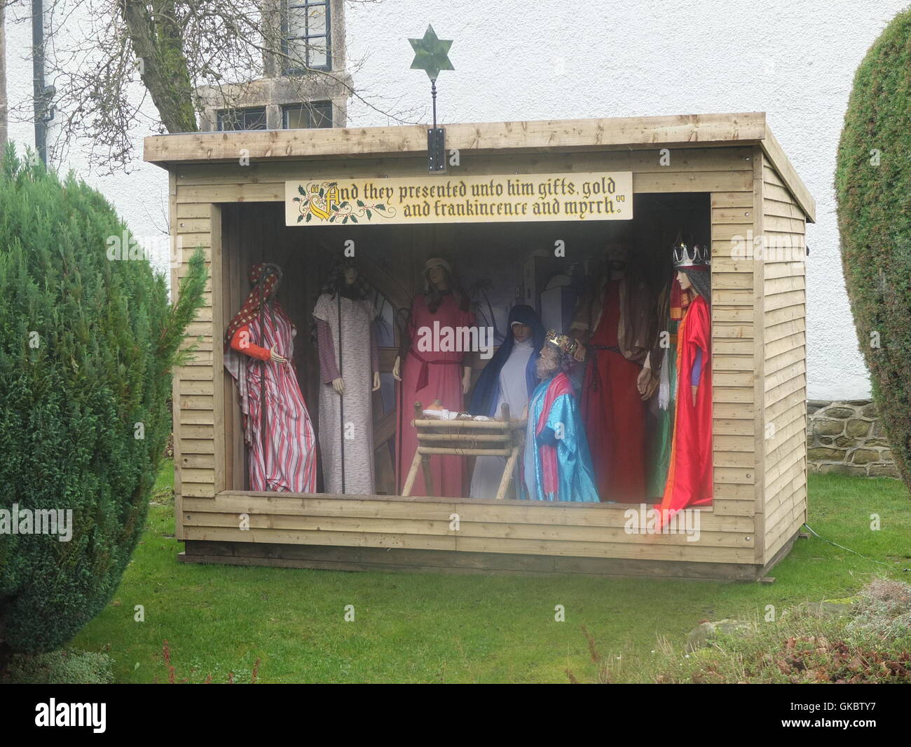 Nativity scene in a shed erected annually according to covenants of a ...