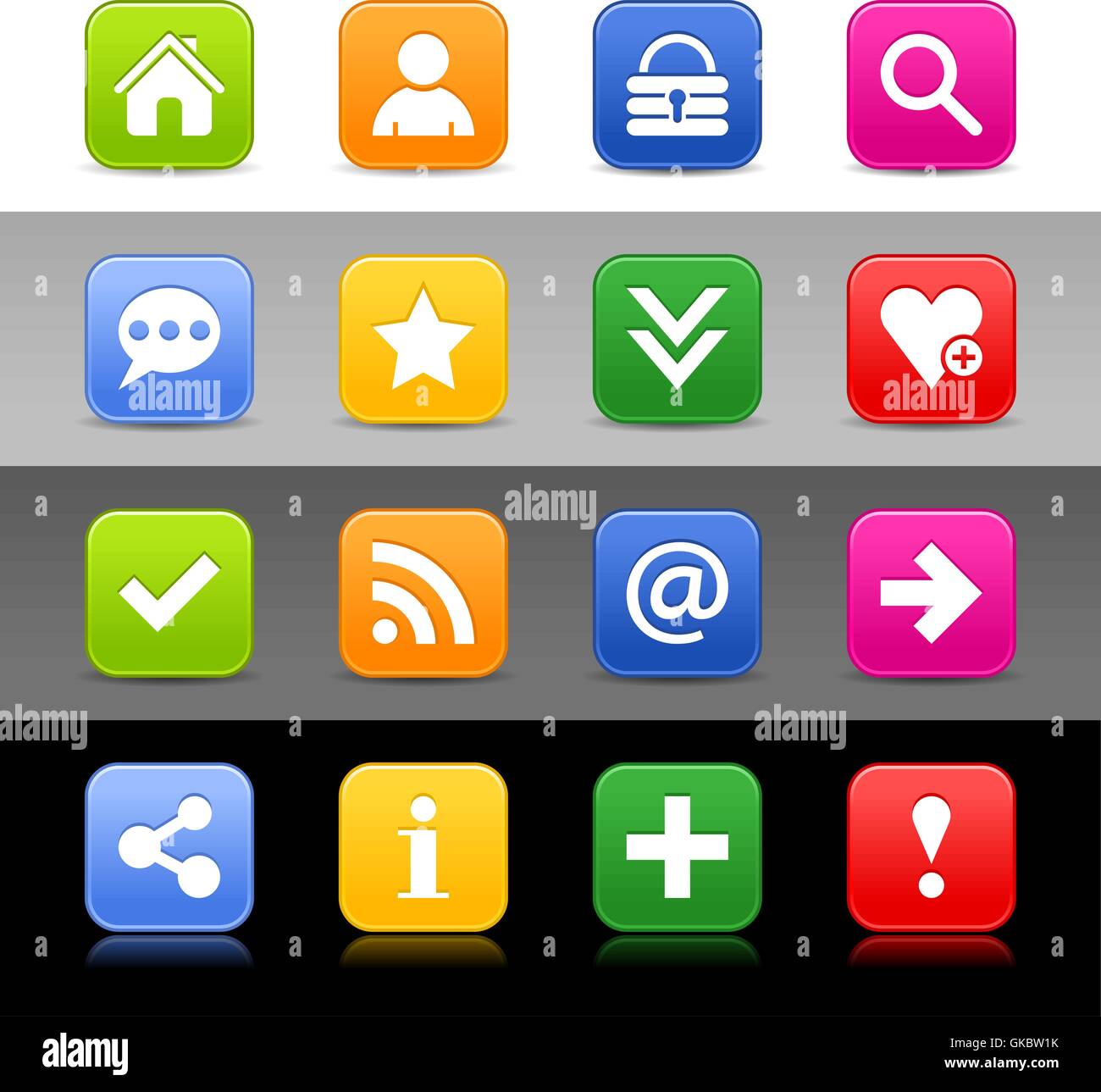 16 web button with basic sign. Satin series icon. Rounded square shapes ...