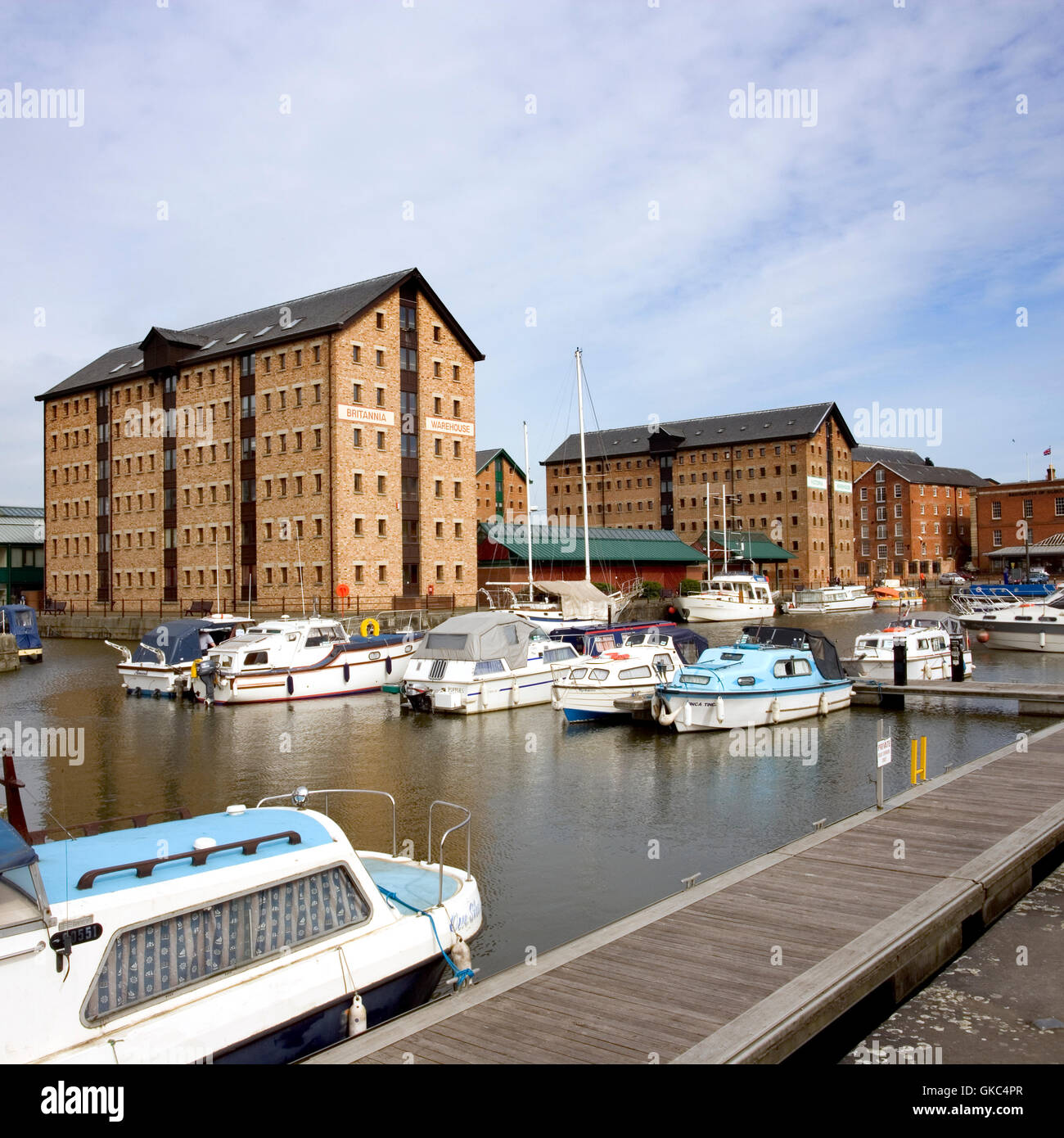 Marina and modernised warehouses in former docks at Stock Photo - Alamy