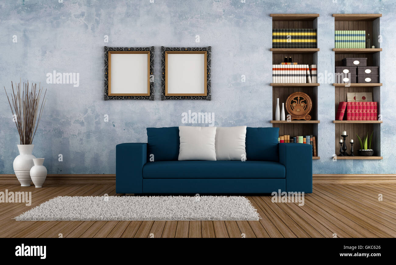 Vintage blue room hi-res stock photography and images - Alamy