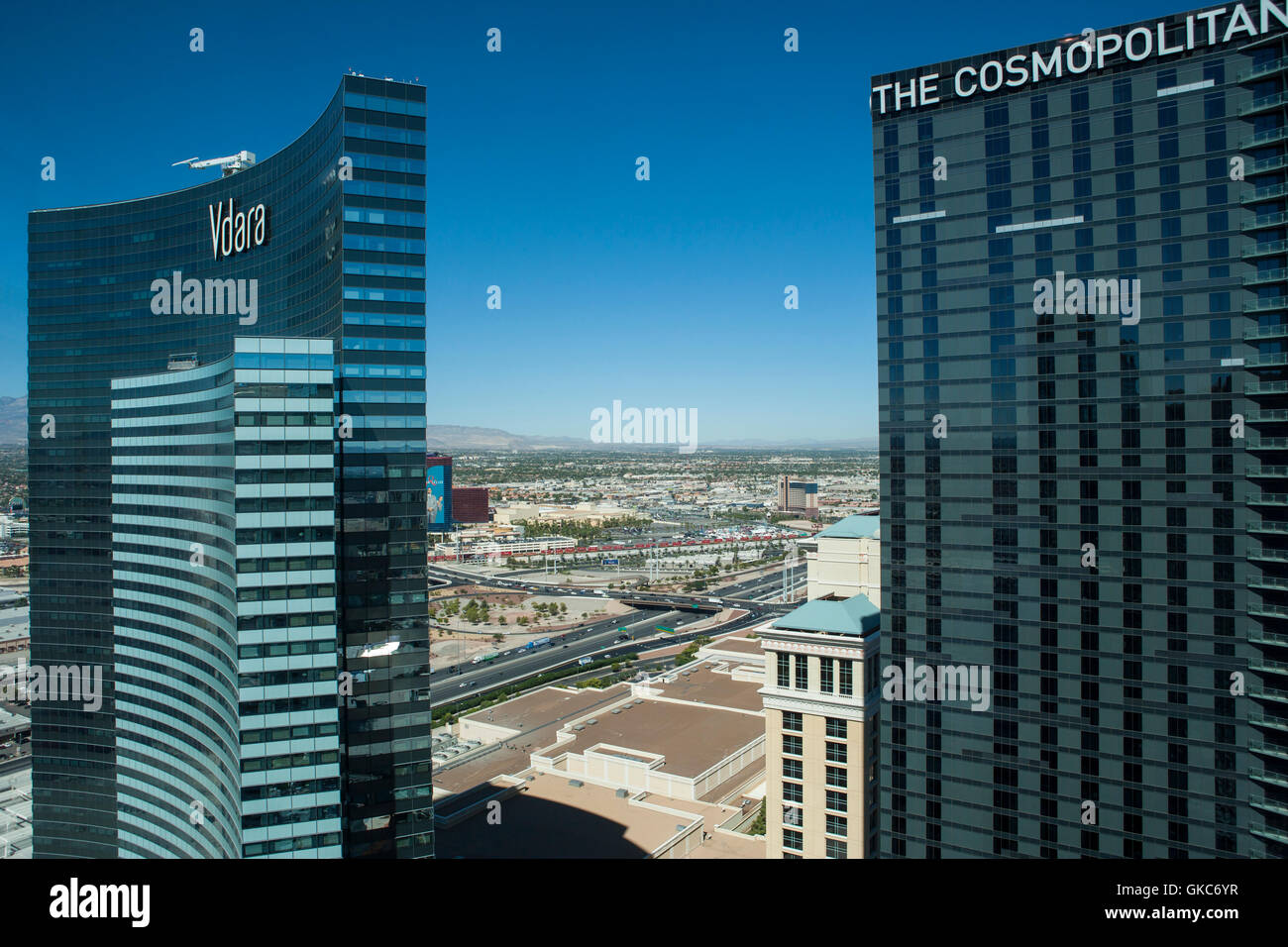 Vdara and Cosmopolitan hotels From The Aria Resort Hotel Stock Photo ...