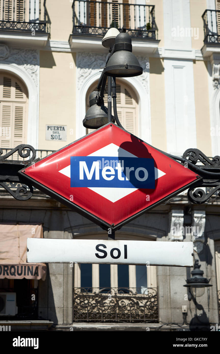 Sol Metro Underground Station Sign, Madrid, Spain Stock Photo - Alamy