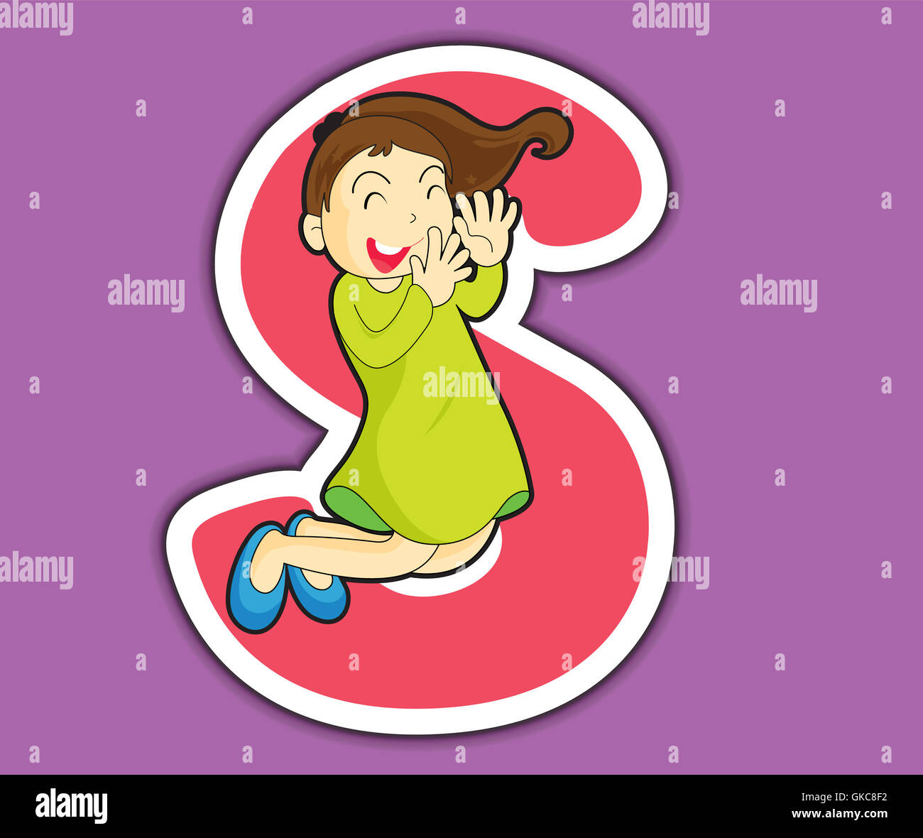 Sticker colorful cartoon human female hi-res stock photography and ...
