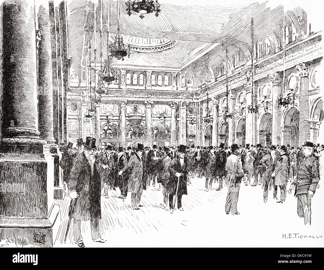 The Interior of the Royal Exchange, Manchester, England in the 19th ...