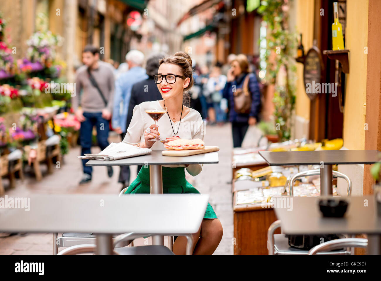 Traditional italian lunch with shakerato drink and panini Stock Photo ...