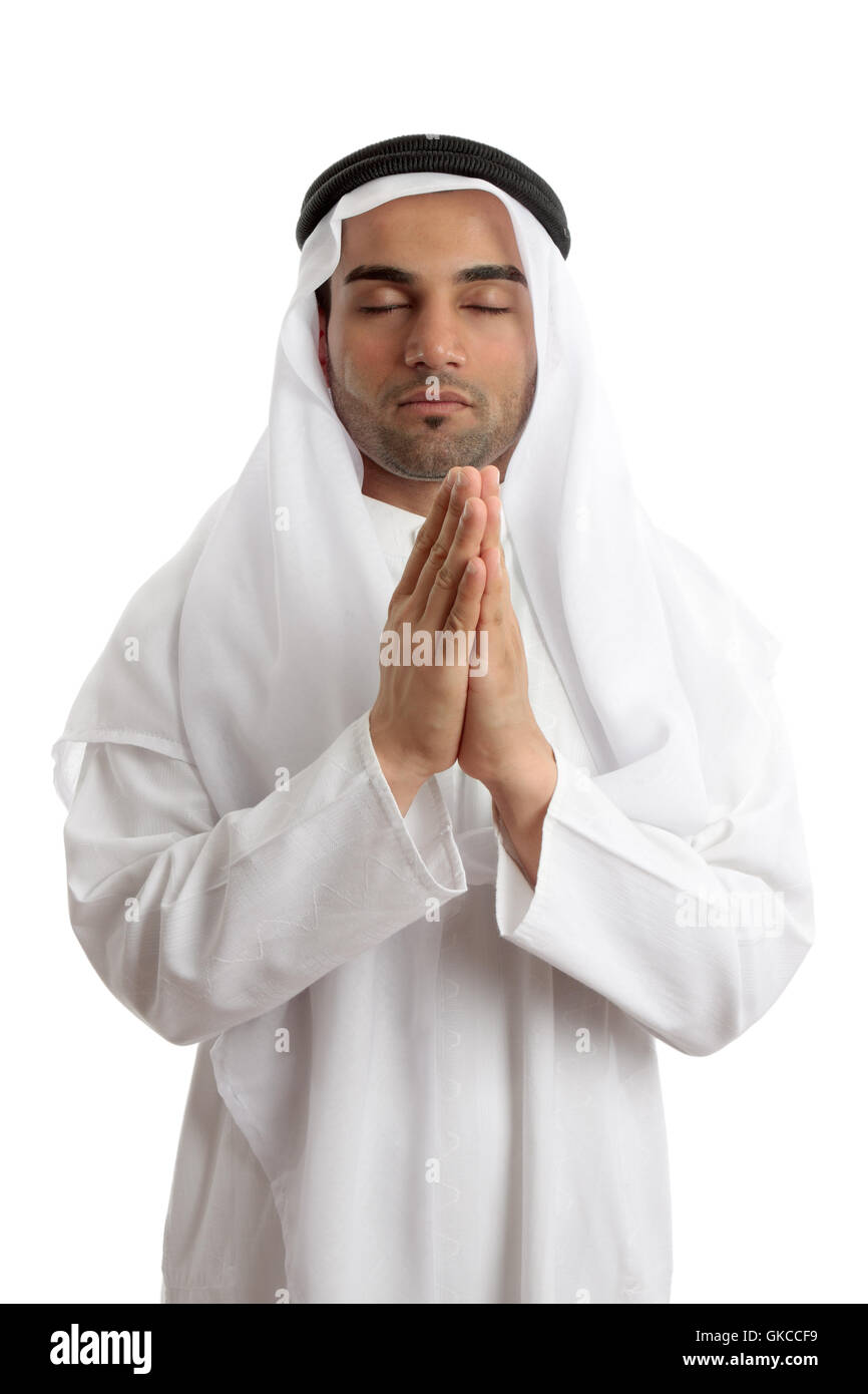 Arab man praying to God Stock Photo - Alamy