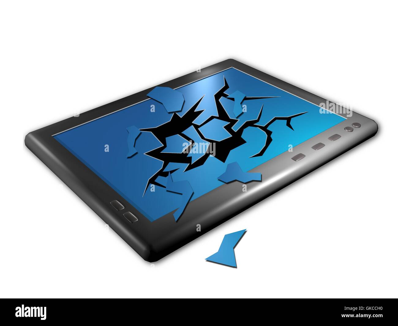 broken tablet pc illustration Stock Photo - Alamy