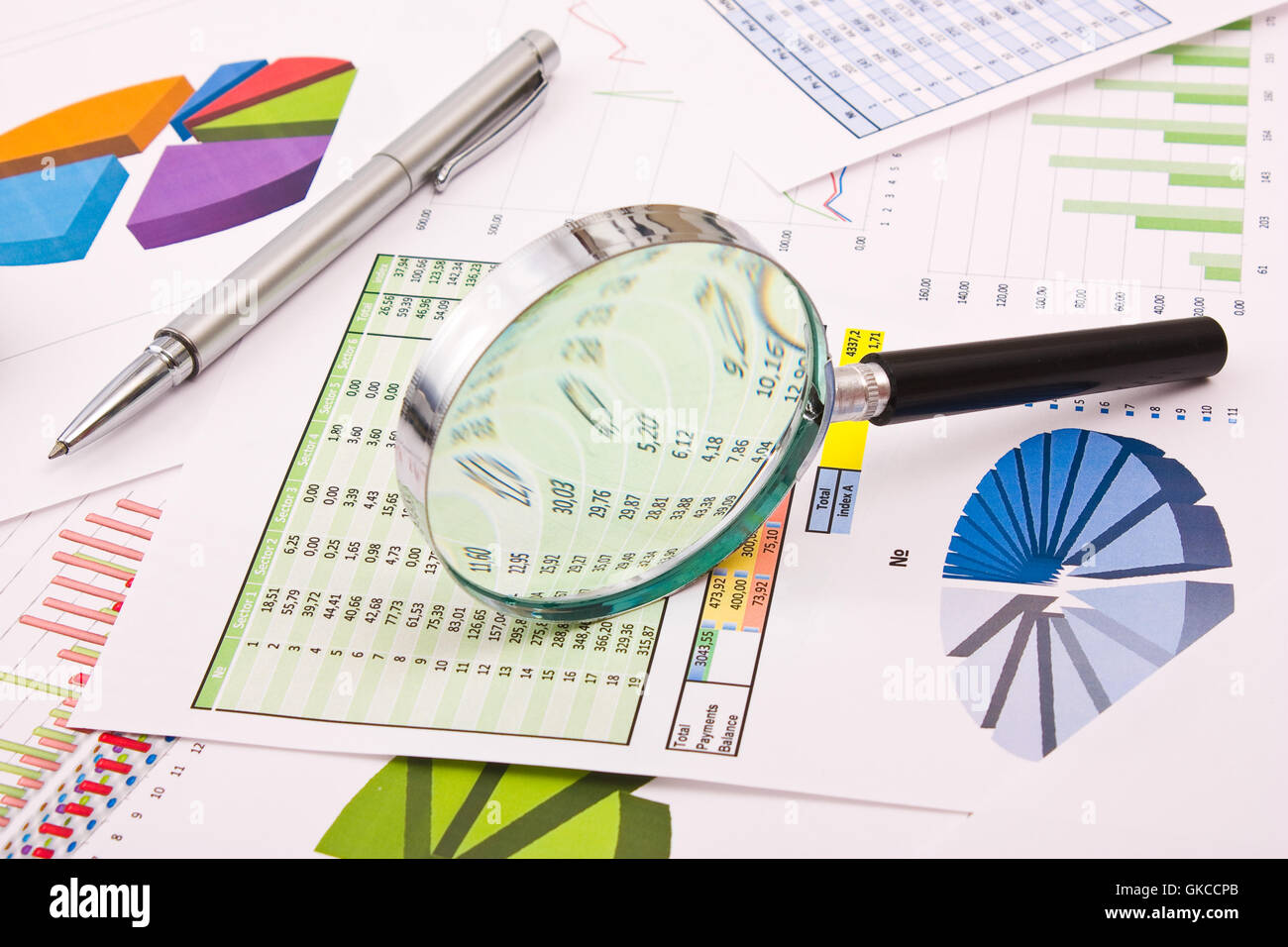 Graphs tables and documents Stock Photo - Alamy