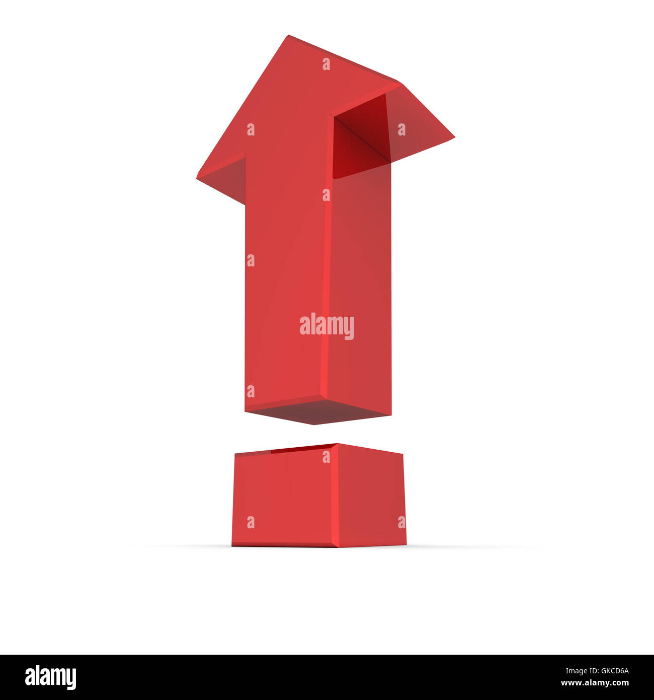 Shiny Red Exclamation Mark Symbol - Arrow Up Stock Photo - Alamy