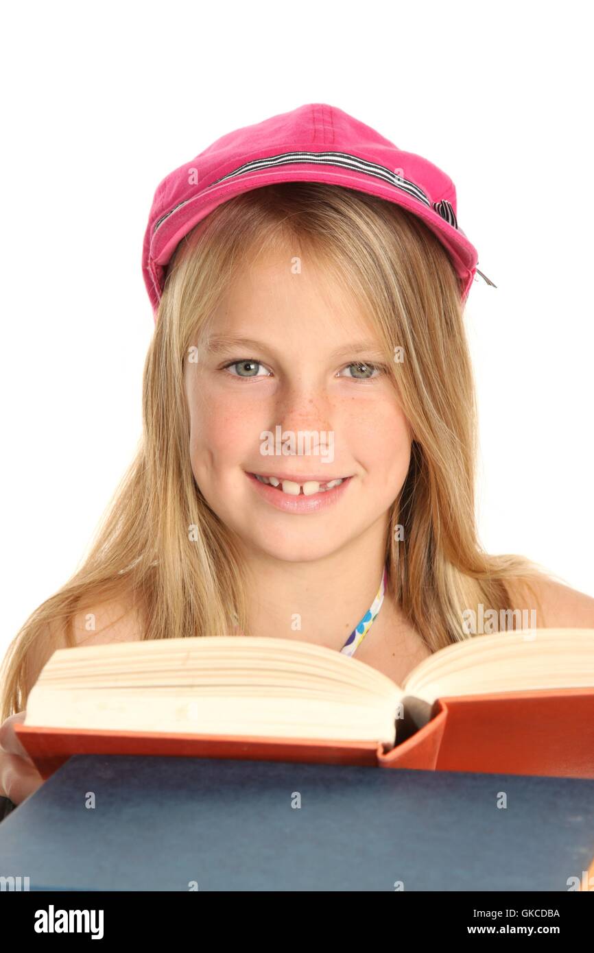 Lovely School Girl with Books Stock Photo - Alamy