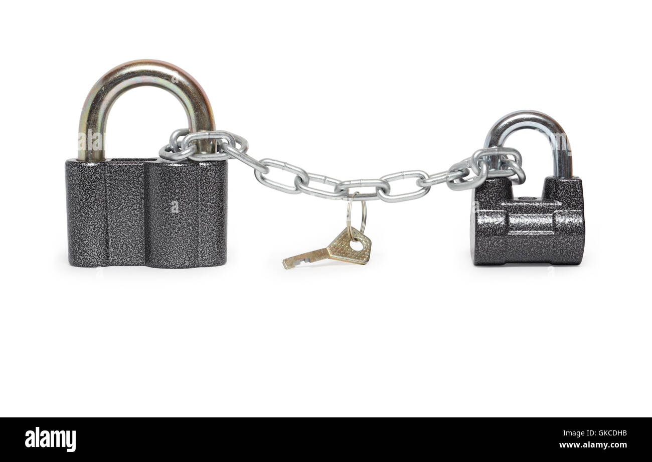 Padlocks And Key Stock Photo - Alamy