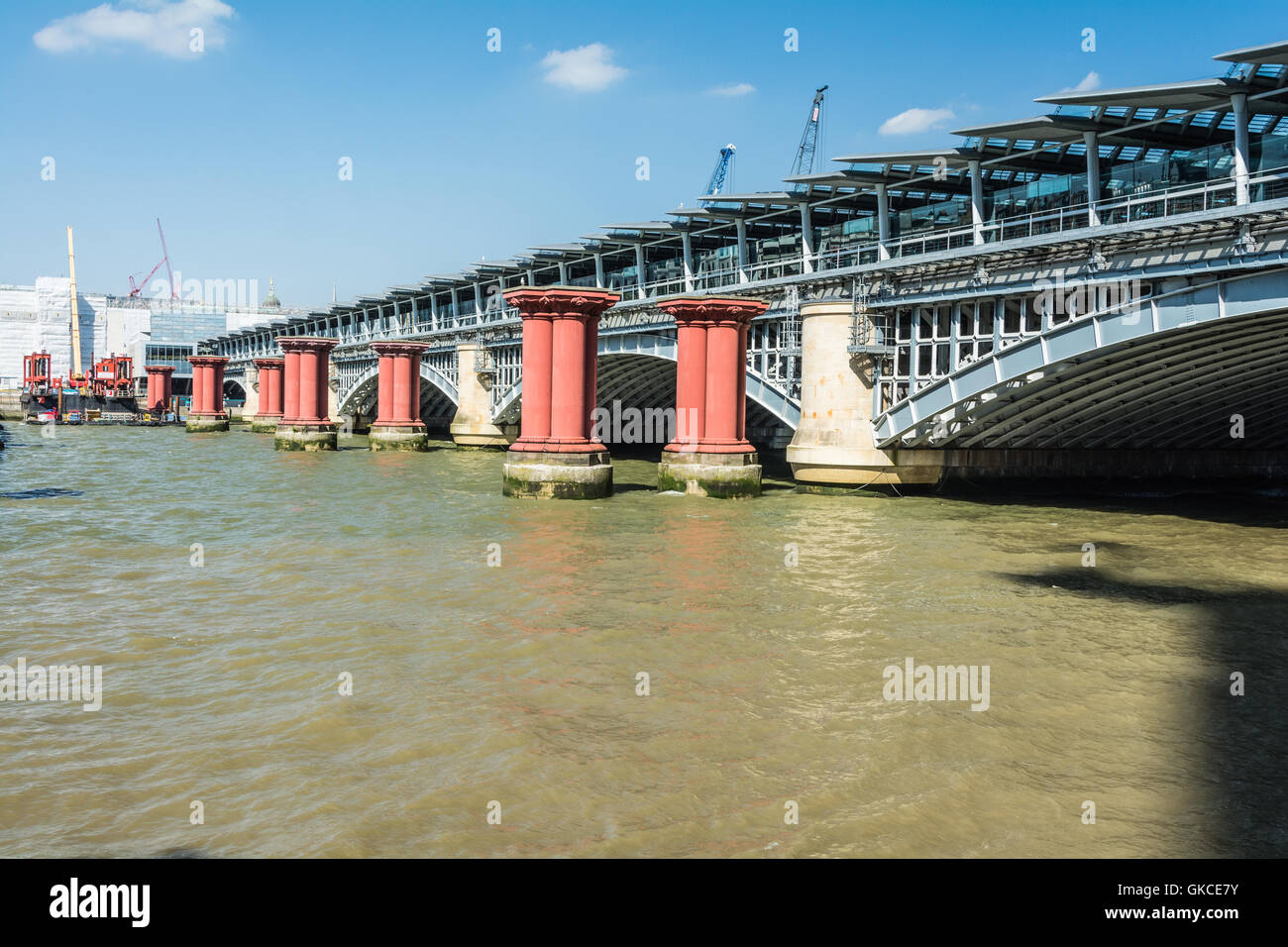 Joseph Cubitt's original Blackfriars Railway Bridge pillars next to the ...