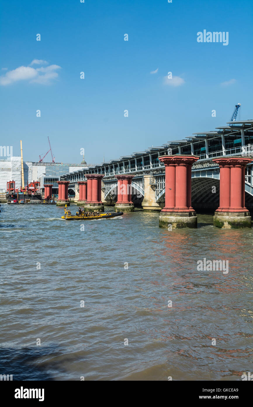 Joseph Cubitt's original Blackfriars Railway Bridge pillars next to the ...