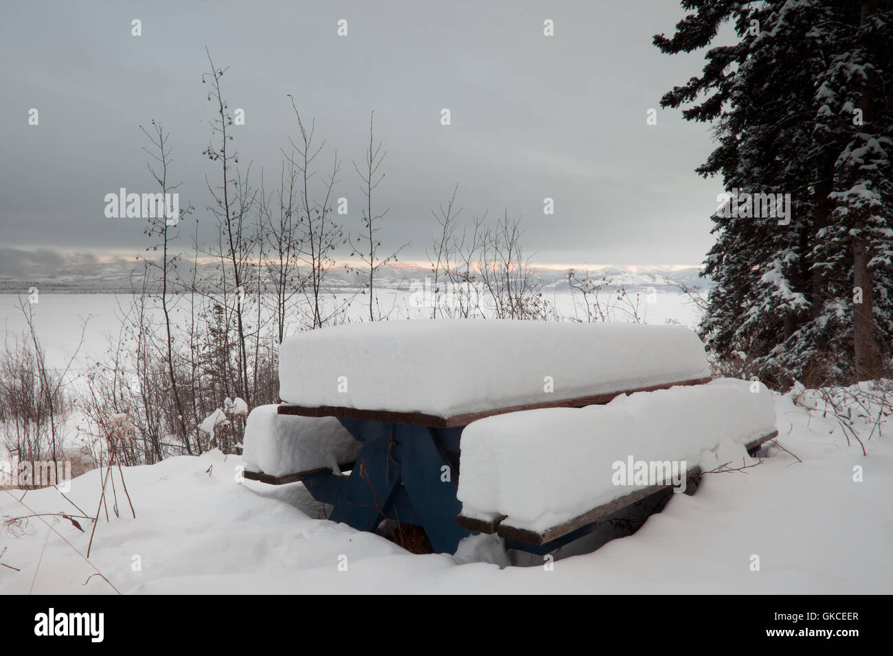 Campsite burried in Snow Stock Photo - Alamy