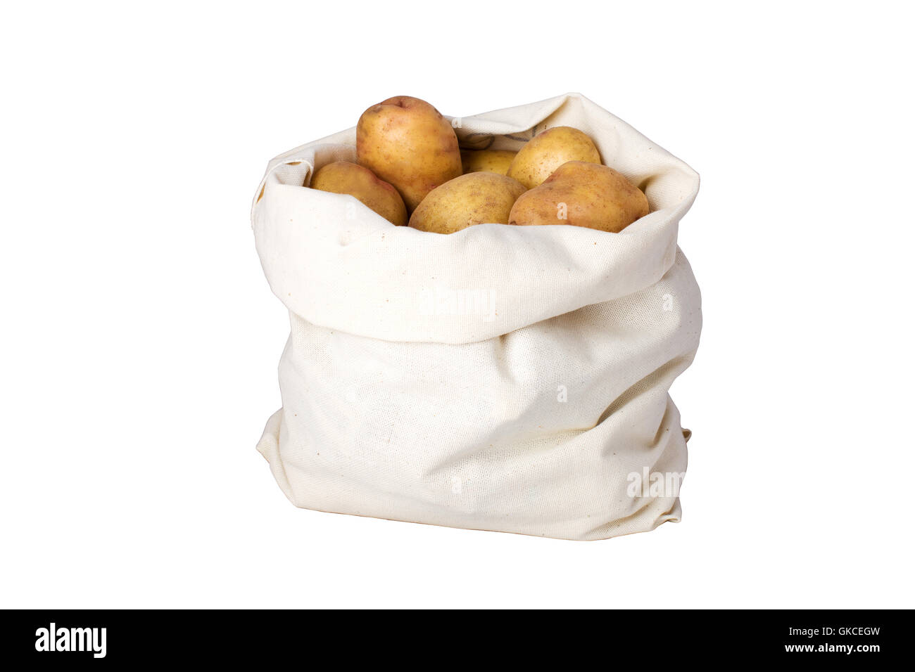 Raw potato in the linseed bag Stock Photo - Alamy
