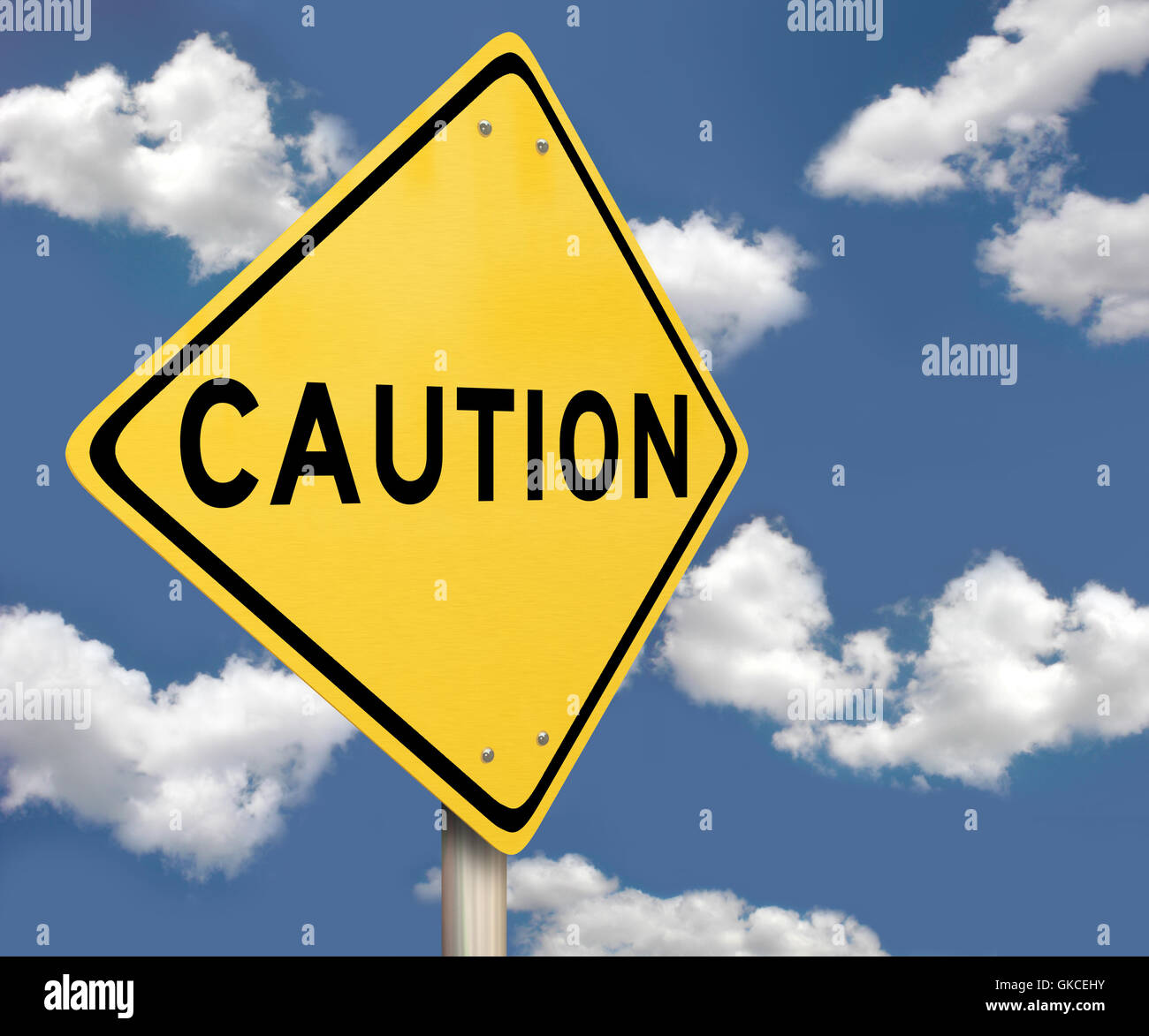 Yellow Warning Sign - Caution Stock Photo - Alamy