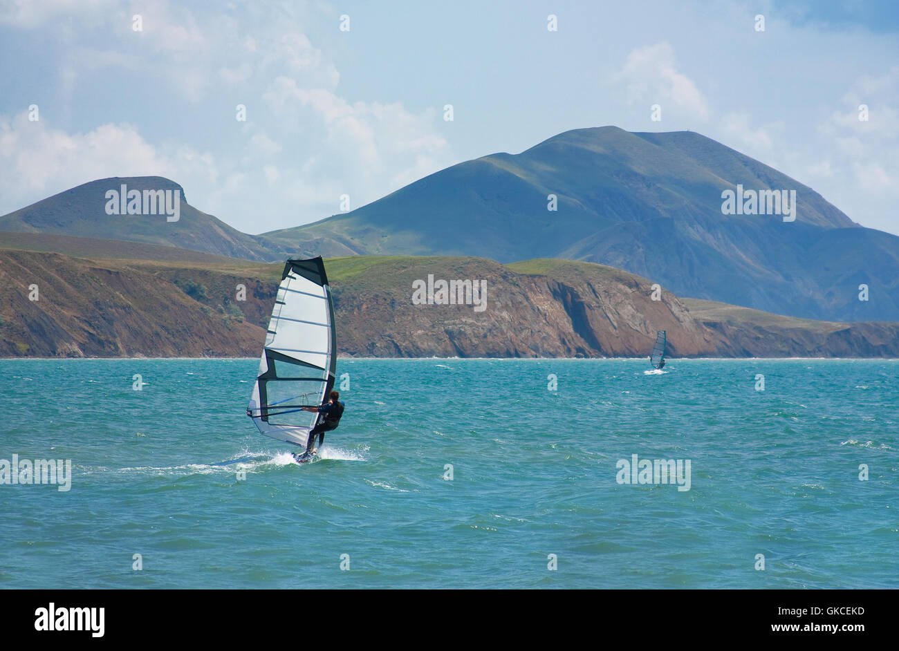 skiing windsurfing in the ocean waves Stock Photo - Alamy