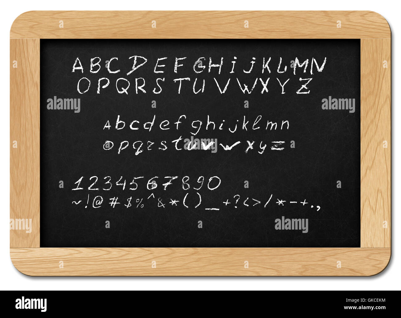 Chalkboard with alphabet letters, numbers and symbols for your own text ...