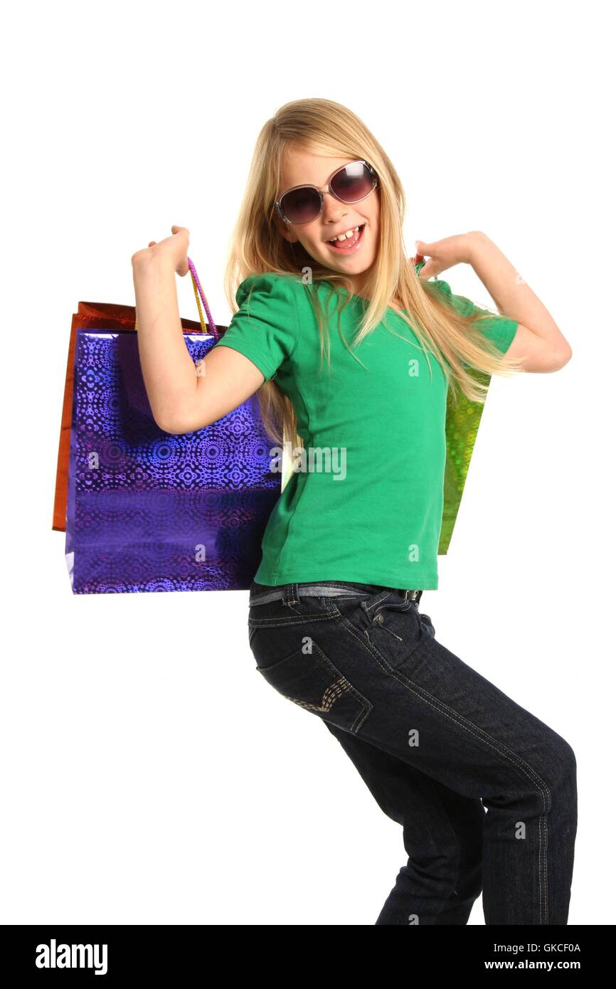 Pretty Shopping Kid Stock Photo - Alamy