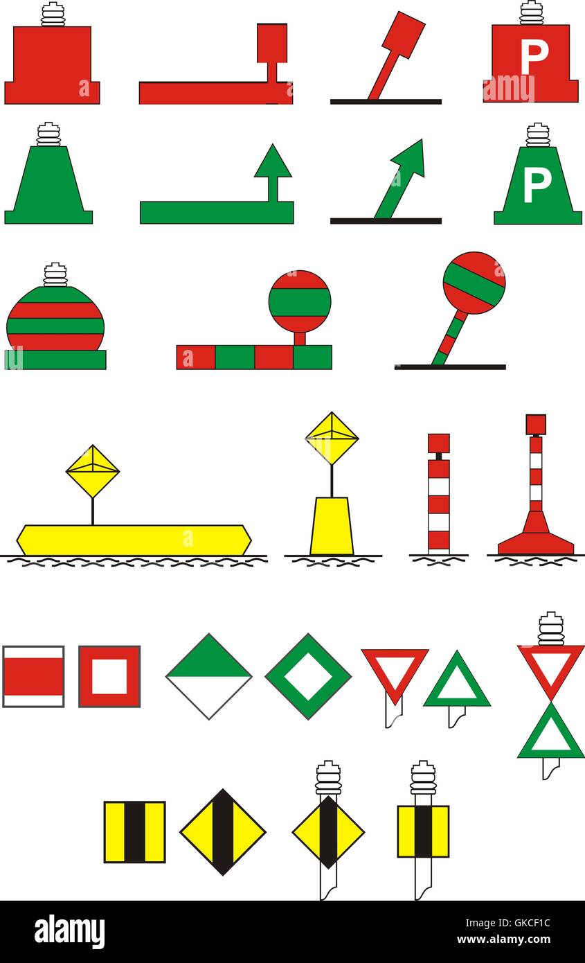 Signs traffic river navigation Stock Photo - Alamy