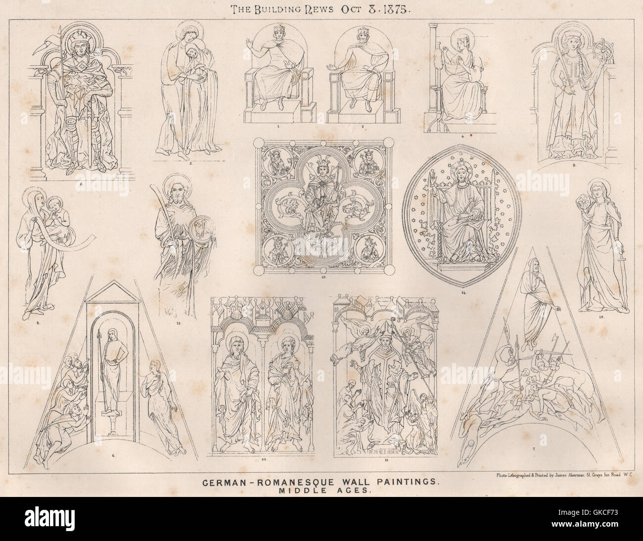 German-Romanesque wall paintings. Middle Ages . Buildings, antique ...