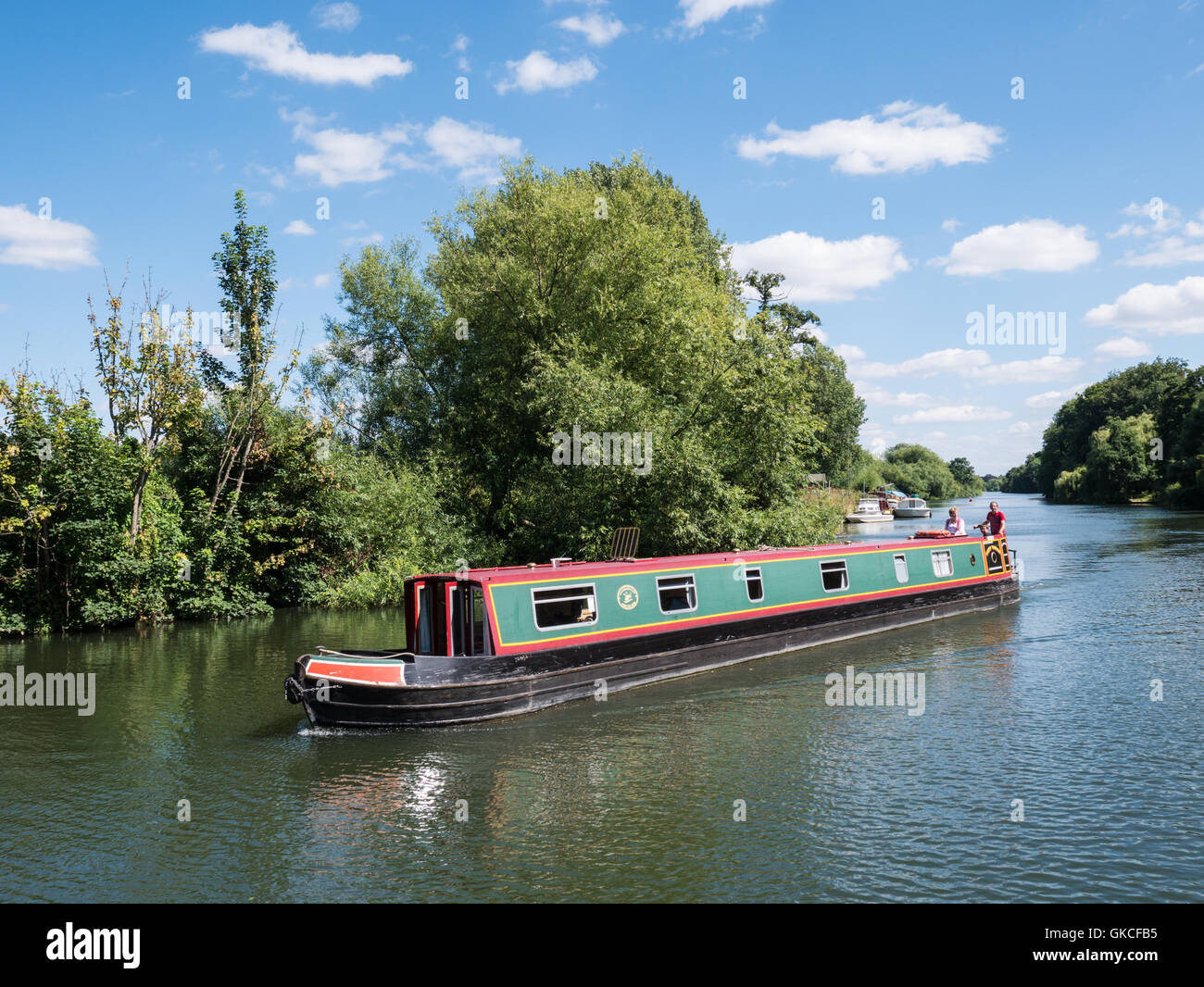 Narrow Boat on the, River Thames, Reading, Berkshire, England, UK, GB ...
