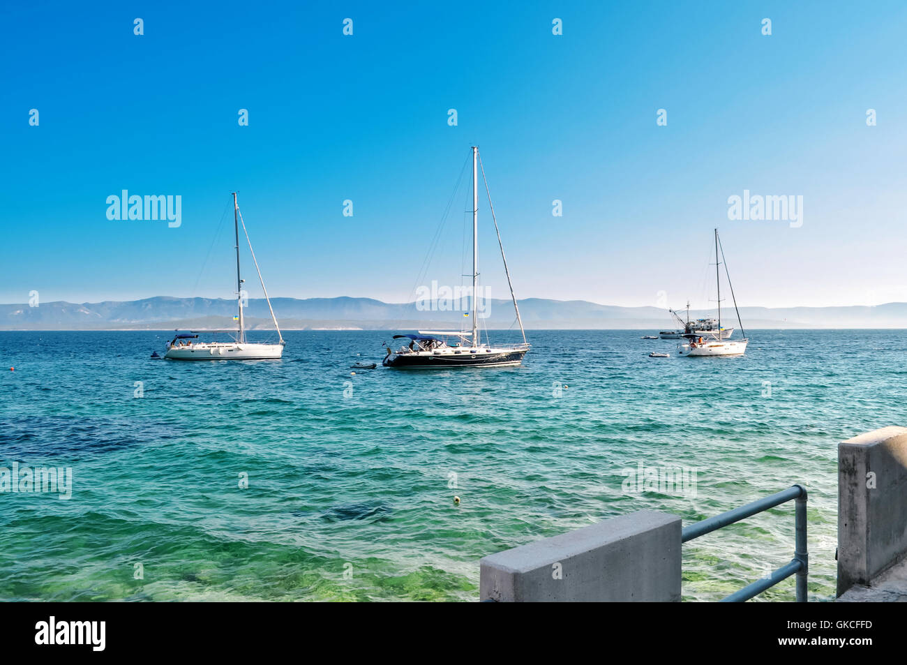 Three sail yachts in Mediterranean sea Stock Photo - Alamy