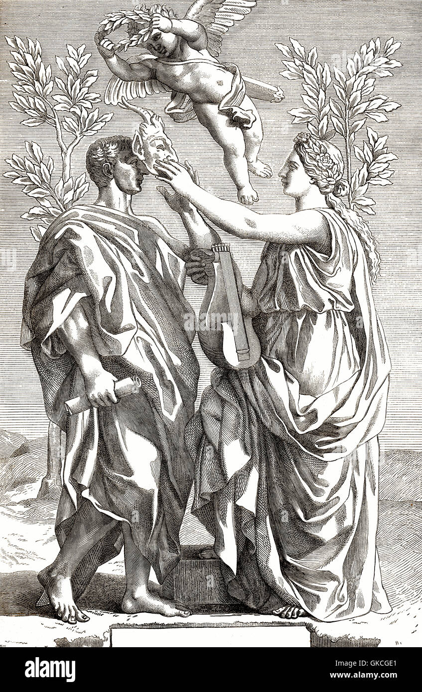 The Poet Horace crowned by Thalia, the muse of comedy, Frontispiece to ...