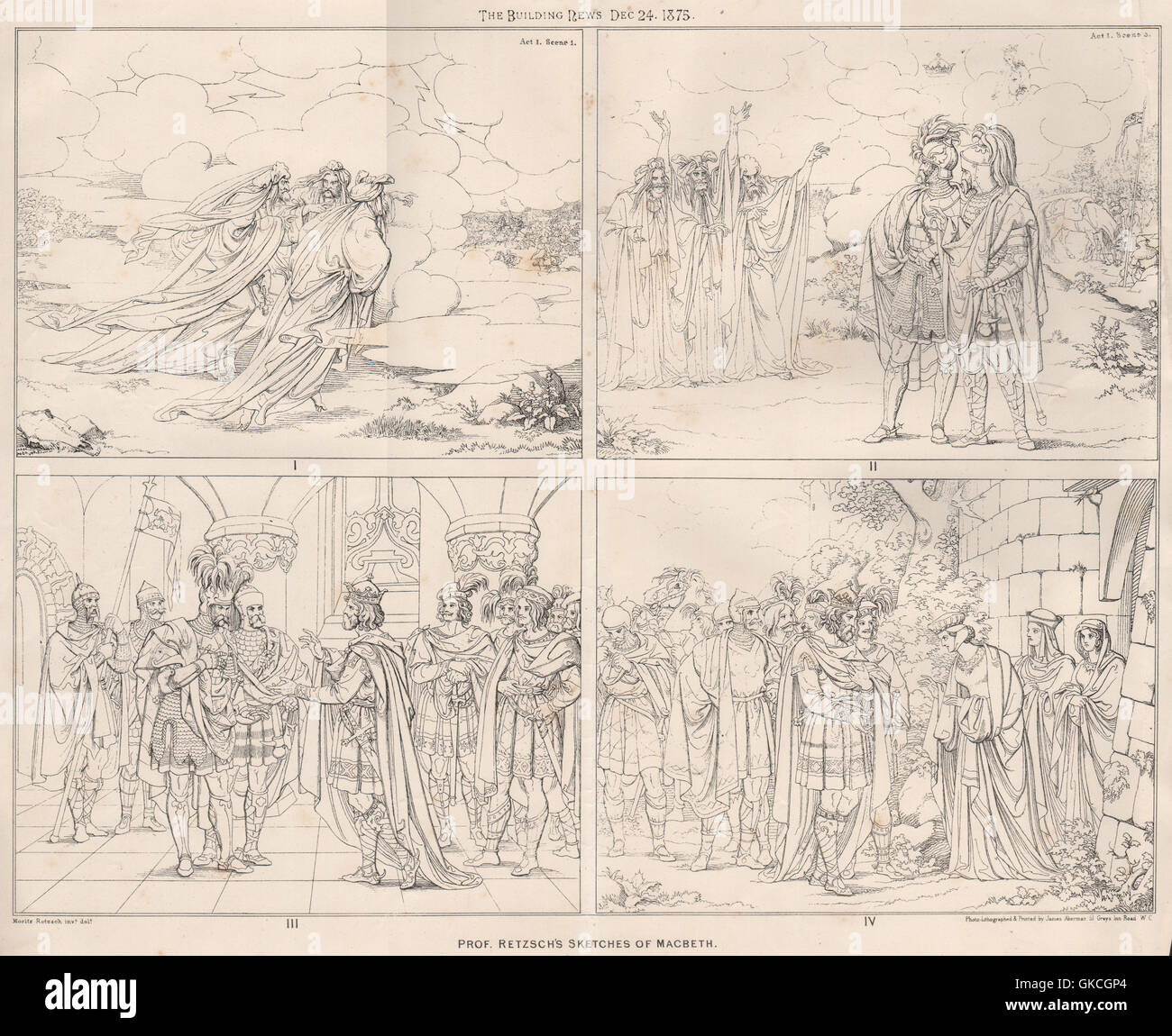 Prof. Retzsch's sketches of Macbeth. Shakespeare, antique print 1875 ...