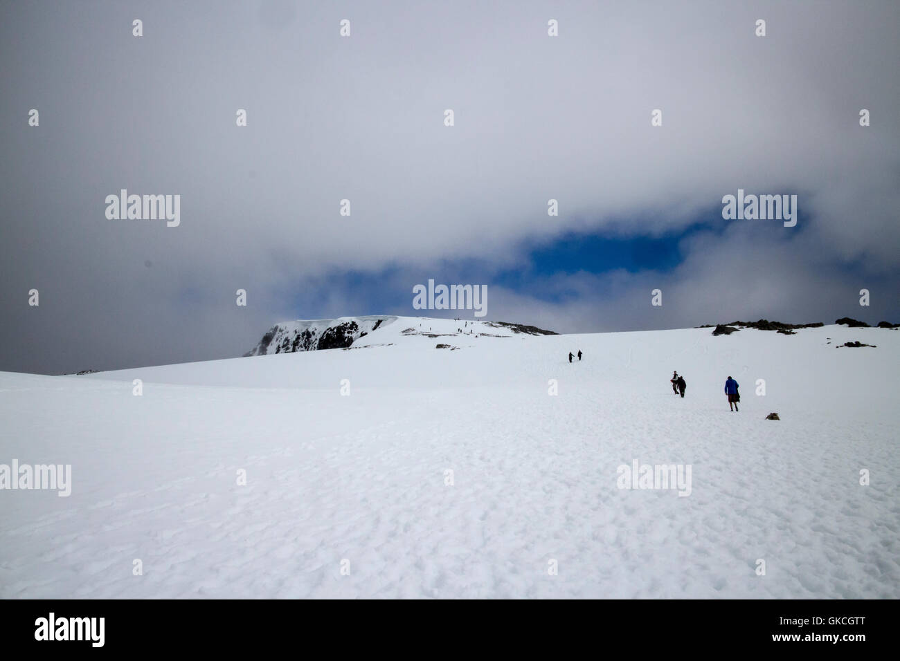 The long slog through the snow to the summit of Ben Nevis Stock Photo ...