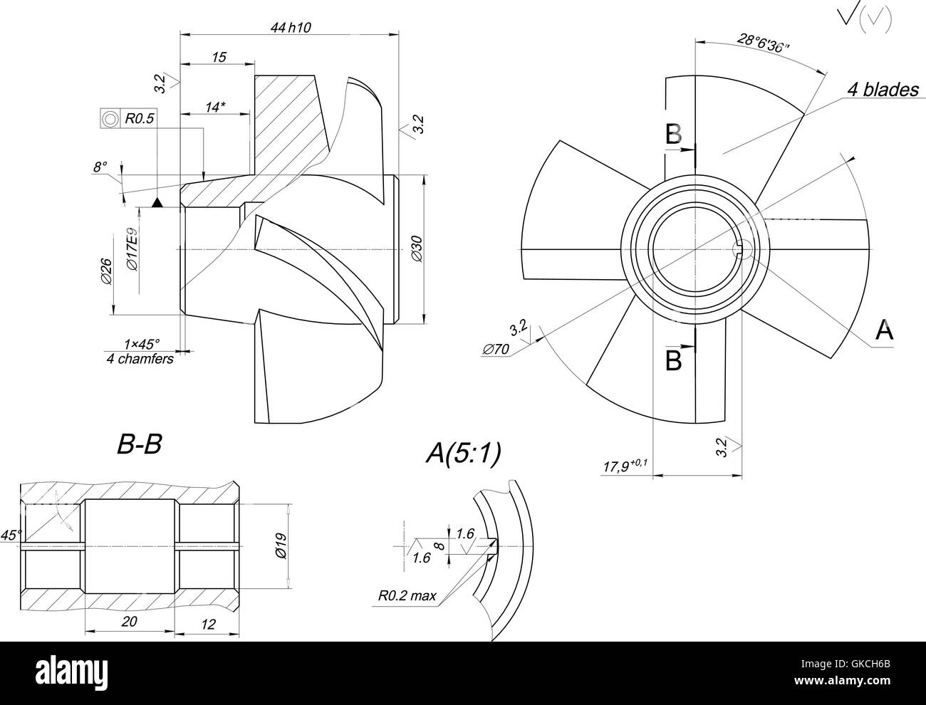 Engineering sketch of wheel with elements Stock Vector Image & Art - Alamy