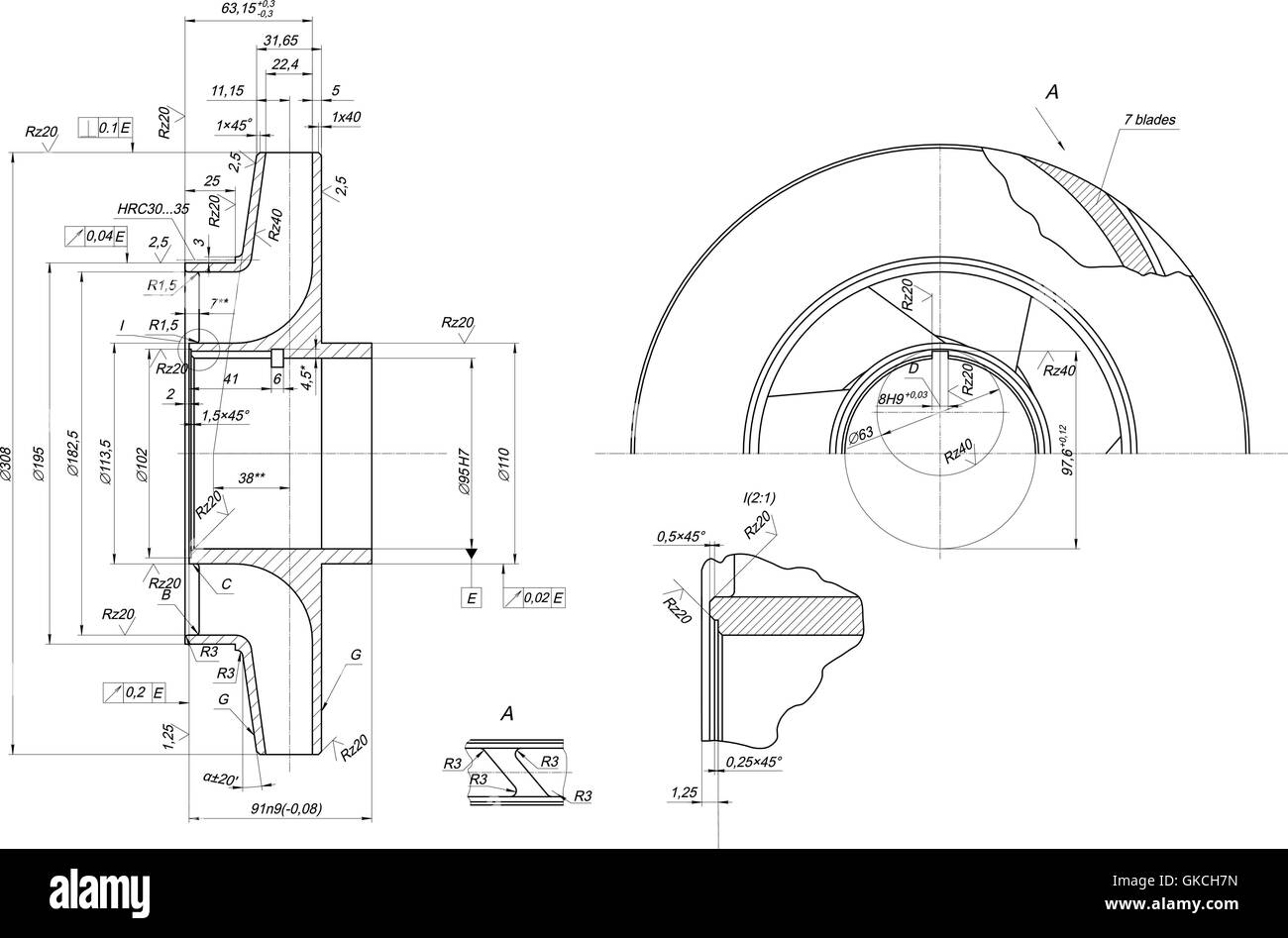 Expanded wheel sketch with section Stock Vector Image & Art - Alamy