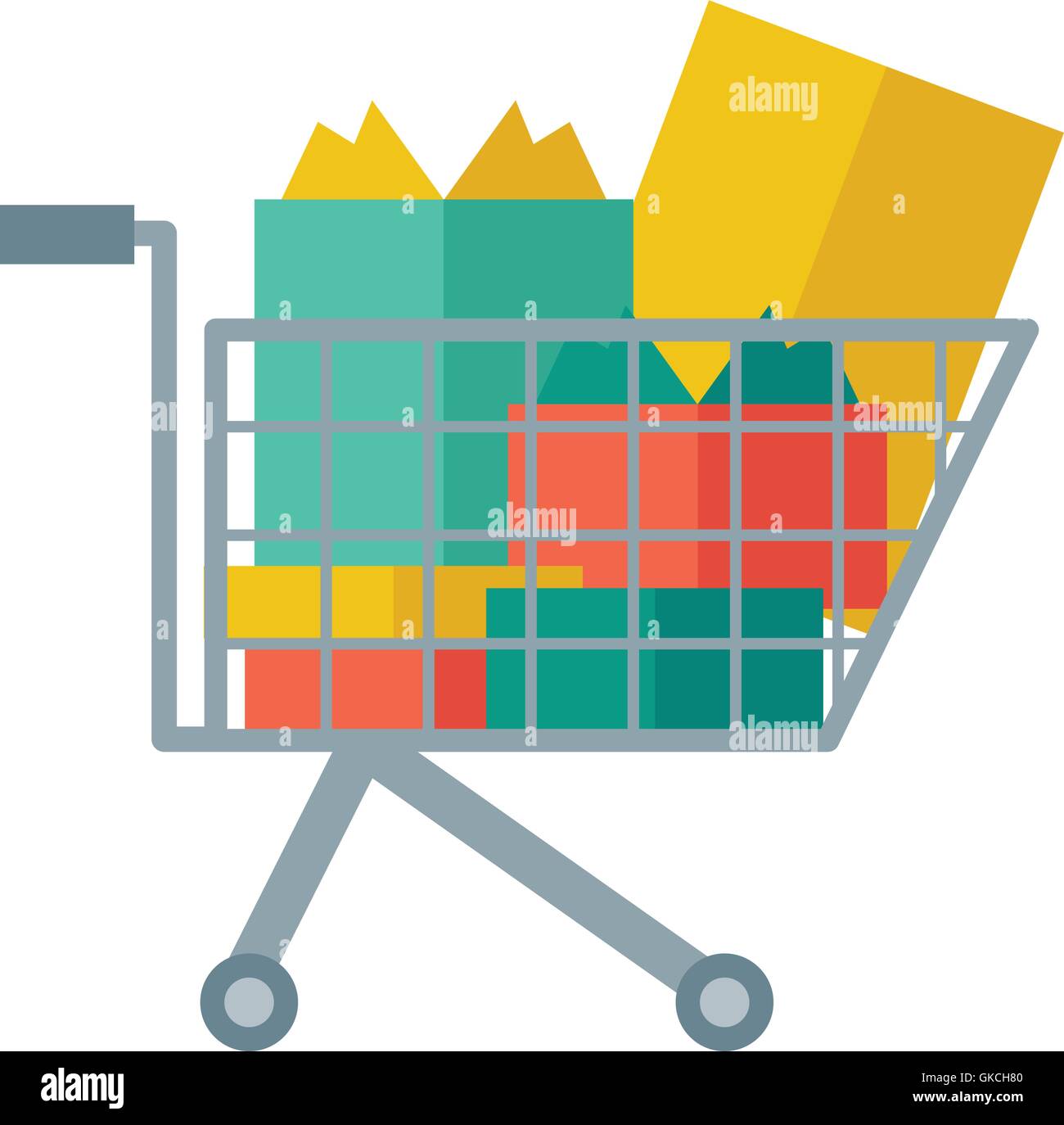 Shopping cart full of shopping bags and gift boxes Stock Vector Image ...
