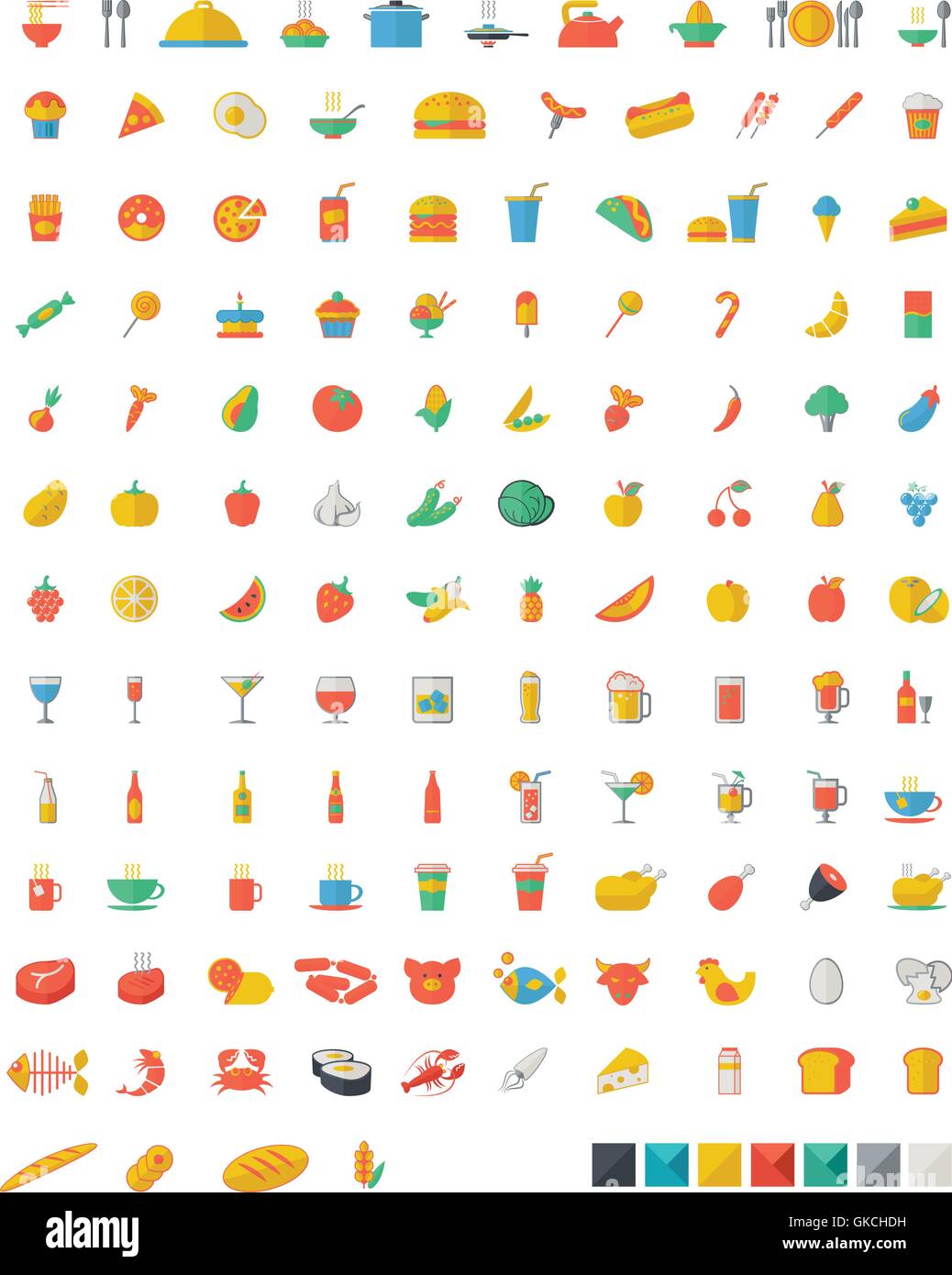 Food and beverages flat icons Stock Vector Image & Art - Alamy
