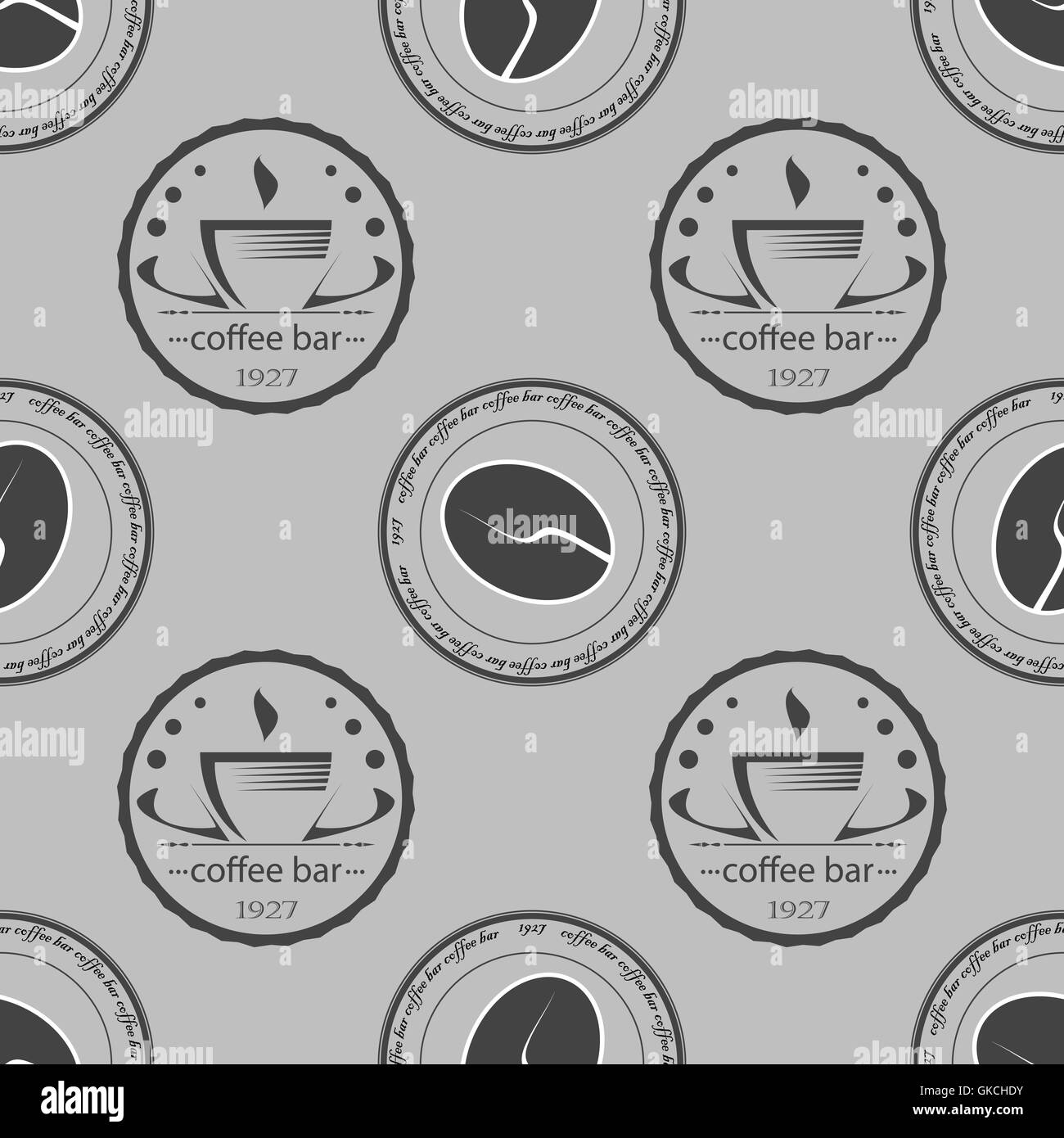Set of vintage coffee themed monochrome labels. Seamless pattern ...