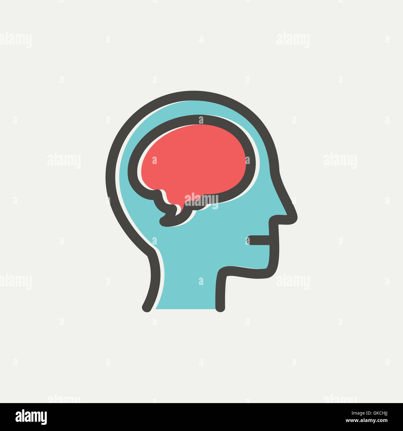 Human head with brain thin line icon Stock Vector Image & Art - Alamy
