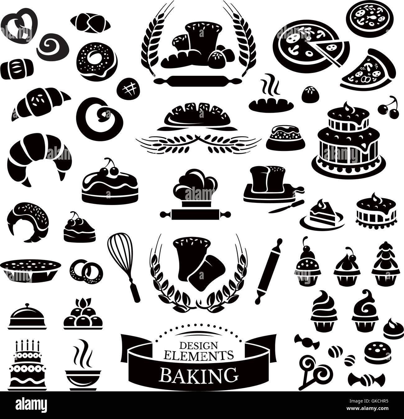 Set of bakery design elements and icons Stock Vector Image & Art - Alamy