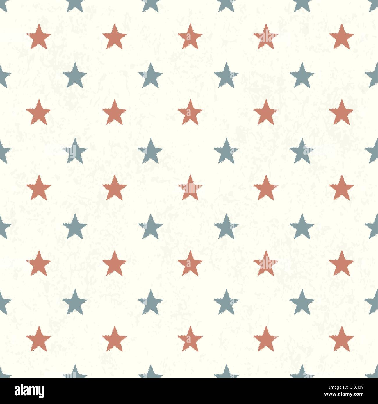 Red and Blue Stars on Textured Background. Seamless Pattern Stock ...