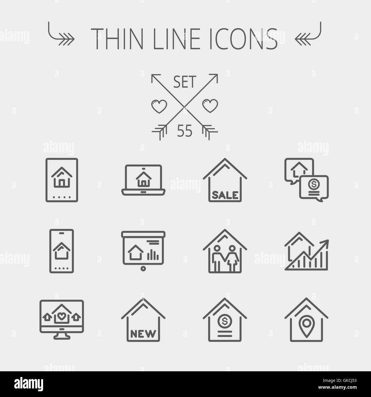 Real Estate thin line icon set Stock Vector Image & Art - Alamy